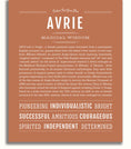 Avrie Personalized Name Meaning Art Prints – Name Stories