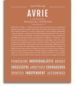 Avrie Personalized Name Meaning Art Prints – Name Stories