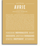 Avrie Personalized Name Meaning Art Prints – Name Stories