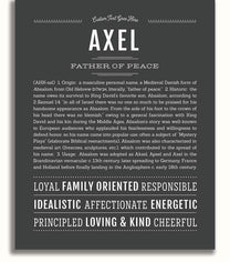 Axel Personalized Name Meaning Art Prints – Name Stories