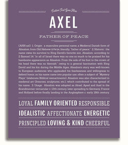 Axel Personalized Name Meaning Art Prints – Name Stories