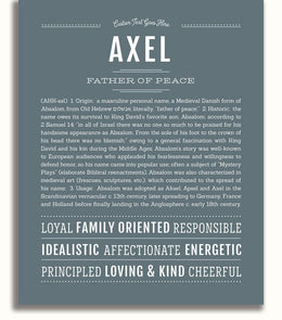 Axel Personalized Name Meaning Art Prints – Name Stories