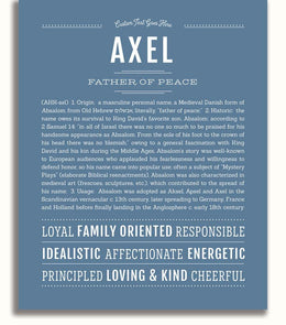 Axel Personalized Name Meaning Art Prints – Name Stories