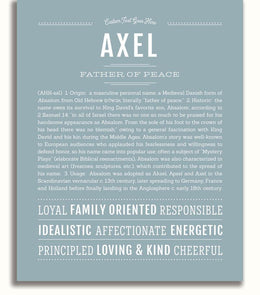Axel Personalized Name Meaning Art Prints – Name Stories