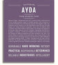 Ayda Personalized Name Meaning Art Prints – Name Stories