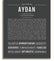 Aydan Personalized Name Meaning Art Prints – Name Stories
