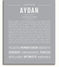 Aydan Personalized Name Meaning Art Prints – Name Stories