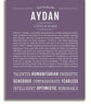 Aydan Personalized Name Meaning Art Prints – Name Stories