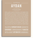 Aydan Personalized Name Meaning Art Prints – Name Stories
