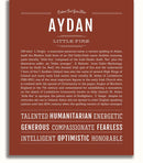 Aydan Personalized Name Meaning Art Prints – Name Stories