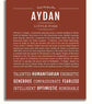 Aydan Personalized Name Meaning Art Prints – Name Stories
