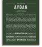 Aydan Personalized Name Meaning Art Prints – Name Stories