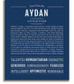 Aydan Personalized Name Meaning Art Prints – Name Stories