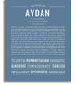 Aydan Personalized Name Meaning Art Prints – Name Stories