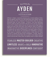 Ayden Personalized Name Meaning Art Prints – Name Stories