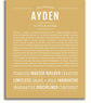 Ayden Personalized Name Meaning Art Prints – Name Stories