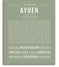 Ayden Personalized Name Meaning Art Prints – Name Stories