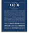 Ayden Personalized Name Meaning Art Prints – Name Stories