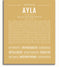 Ayla Personalized Name Meaning Art Prints – Name Stories