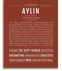 Aylin Personalized Name Meaning Art Prints – Name Stories