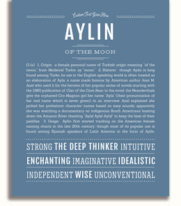 Aylin Personalized Name Meaning Art Prints – Name Stories