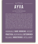 Ayva Personalized Name Meaning Art Prints – Name Stories
