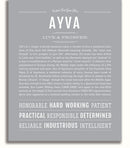 Ayva Personalized Name Meaning Art Prints – Name Stories