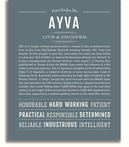 Ayva Personalized Name Meaning Art Prints – Name Stories