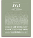 Ayva Personalized Name Meaning Art Prints – Name Stories