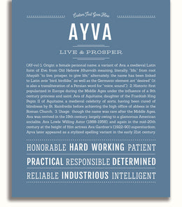 Ayva Personalized Name Meaning Art Prints – Name Stories