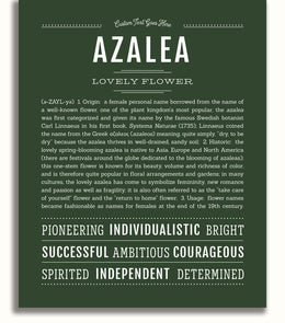 Azalea Personalized Name Meaning Art Prints – Name Stories