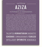 Aziza Personalized Name Meaning Art Prints – Name Stories