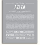 Aziza Personalized Name Meaning Art Prints – Name Stories
