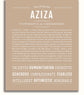 Aziza Personalized Name Meaning Art Prints – Name Stories