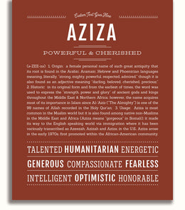 Aziza | Name Art Print – Name Stories