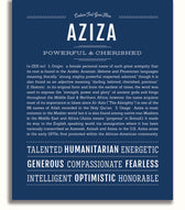 Aziza | Name Art Print – Name Stories