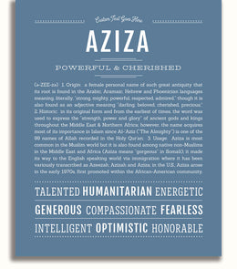 Aziza | Name Art Print – Name Stories