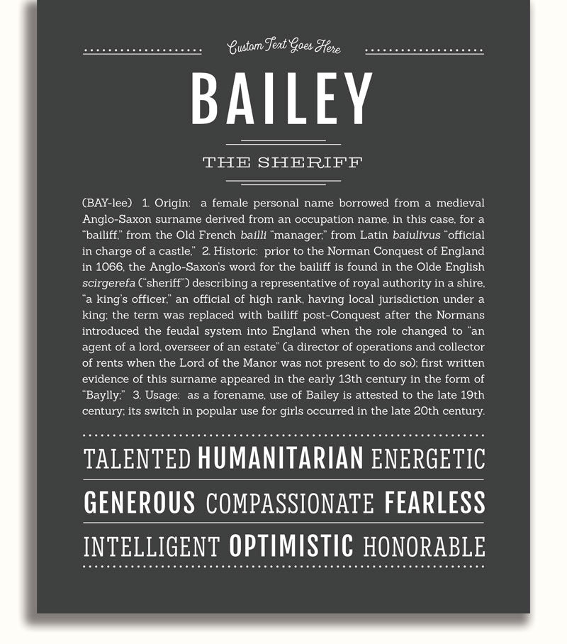 Bailey (female) | Name Art Print – Name Stories