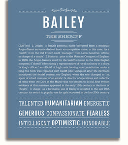 Bailey (female) | Name Art Print – Name Stories