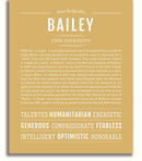 Bailey Personalized Name Meaning Art Prints – Name Stories