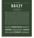 Bailey Personalized Name Meaning Art Prints – Name Stories