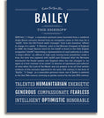 Bailey Personalized Name Meaning Art Prints – Name Stories