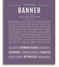 Banner Personalized Name Meaning Art Prints – Name Stories