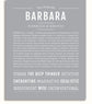 Barbara Personalized Name Meaning Art Prints – Name Stories