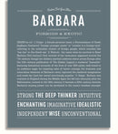 Barbara Personalized Name Meaning Art Prints – Name Stories
