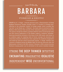 Barbara Personalized Name Meaning Art Prints – Name Stories
