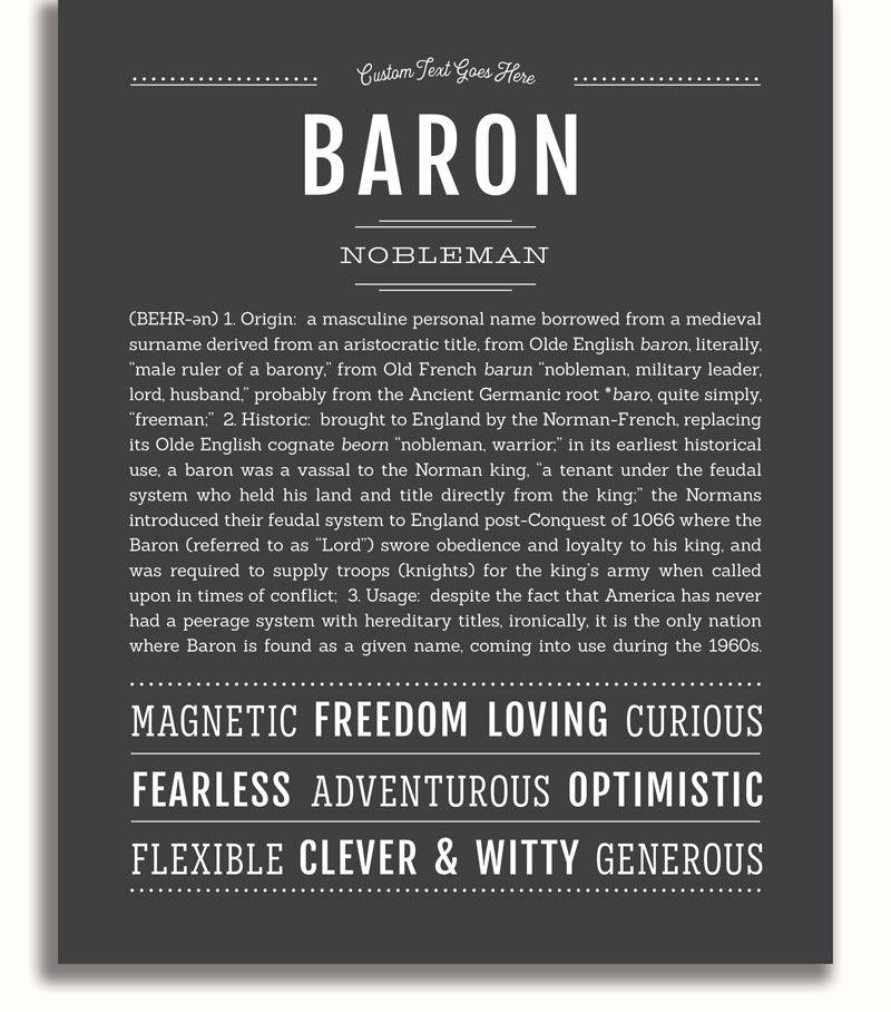 Baron Personalized Name Meaning Art Prints – Name Stories