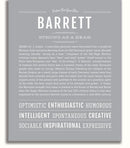 Barrett Personalized Name Meaning Art Prints – Name Stories