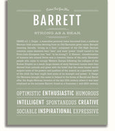 Barrett Personalized Name Meaning Art Prints – Name Stories