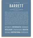 Barrett Personalized Name Meaning Art Prints – Name Stories